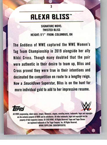 2020 Topps Chrome WWE #3 Alexa Bliss SmackDown Wrestling Trading Card