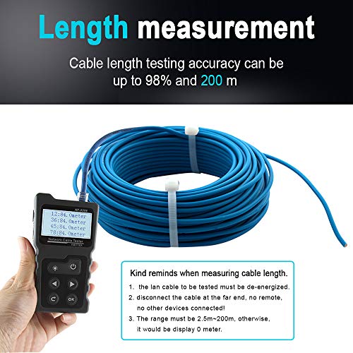 Network Cable Tester RockyMars NF8209, Wire Tracker with PoE Testing, Port Flash, Cable scan, Length Measurement, and Continuity Testing Function for CAT5e/CAT6/CAT6a, LCD Display