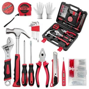 68 pieces tool set,tool kit for home with storage case (black red)