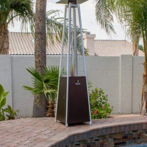 Avenlur Outdoor Patio Propane Space Heater - 48,000 Btu Pyramid Propane Heater, Outdoor Heater, Portable Heater, Patio Heater Propane, W/Wheels, Protective Cover (Hammered Bronze)