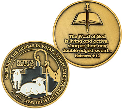 Pastors Coin, Pastor Appreciation Gift for Men and Women, Preacher Gifts, Humble Servant Token for Ministers, for Pastors Wife, Bishops, and Priests, Christian Religious Prayer Token