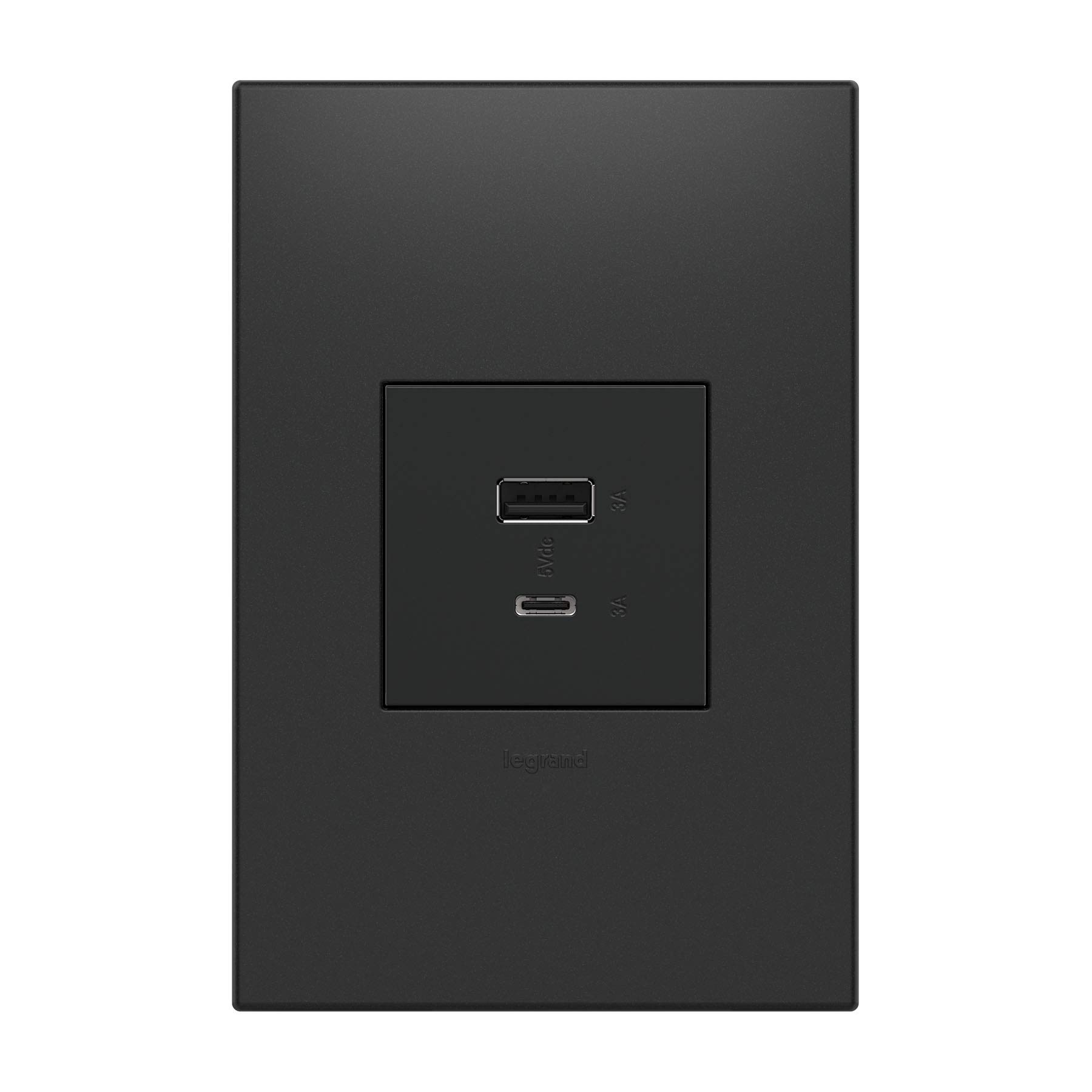 adorne Full-Size, USB Outlet, Ultra Fast Charge, A/C USB Outlet, Graphite, ARUSB2AC6G4