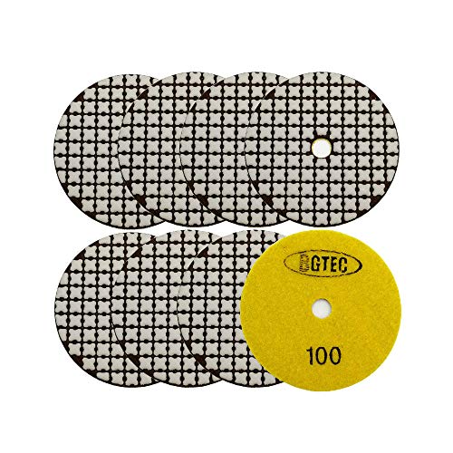 BGTEC 4 Inch Dry Diamond Polishing Pads Set,8 Pieces Pads Kit Grit 100 for Granite Marble Stone Quartz Tiles Concrete Floor Edges Countertop Polishing