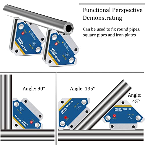 4 Pcs 3" 28 lbs Welding Magnets Strength Strong Welding Magnetic Clamps Arrow Holder Metal Working Mig Tools and Equipment 45, 90, 135 Degree Angle Magnet1