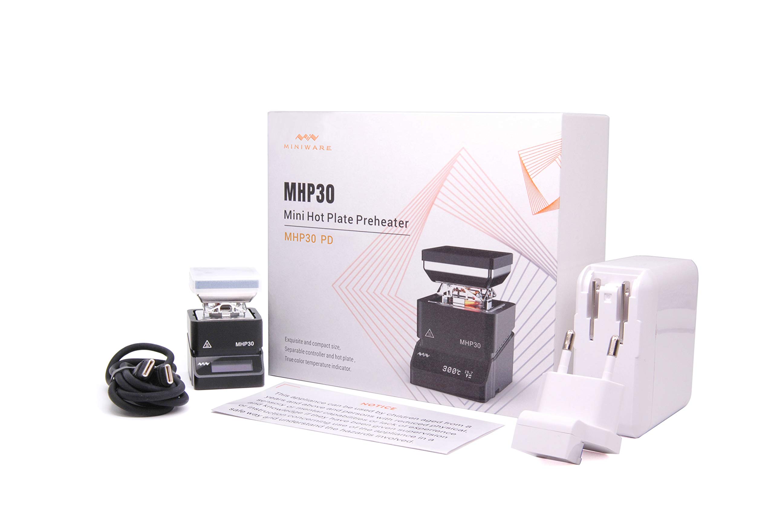 YKEY Original MINIWARE MHP30 Electric Hot Plate Preheater Soldering Preheating Station Welder Rework Heater Lab 60W 30X30mm (MHP30 + 65W Power Supply)