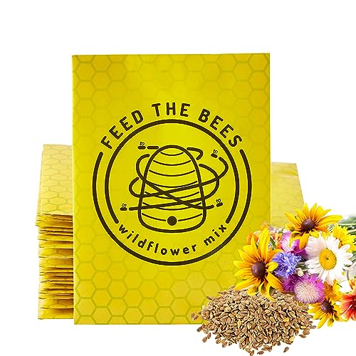 American Meadows Wildflower Seed Packets "Feed The Bees'' Party Favors (Pack of 20) - Pollinator Wildflower Seed Mix to Attract Hummingbirds, Bees, and Butterflies, Party Favor for Any Occasion