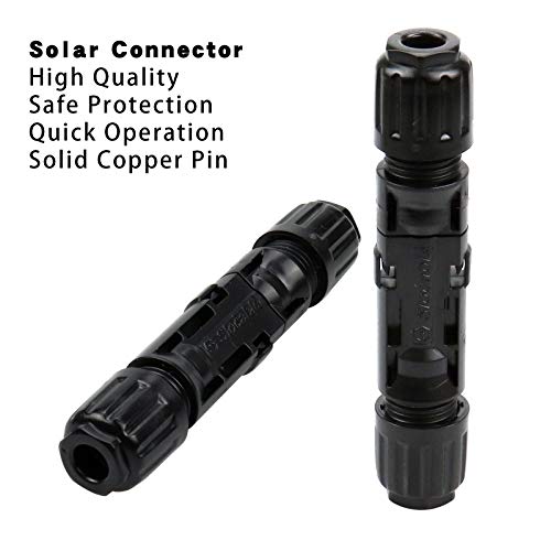 ZOOKOTO 1500V 1000V Solar PV Connector 50A Solid Tinned Copper Terminal Solar Panel Connector PV Plug Tinned Copper Pins IP68 Waterproof 5 Pairs (6mm2 (10AWG))