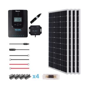 Renogy 400 Watt 12 Volt Off Grid Solar Premium Kit & Cable Entry Housing Mount Cable Entry Housing Mount for RV, Boats, Caravans, Marine, Cable Entry Housing Mount