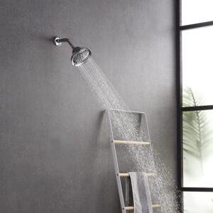 Rainovo 6 Spray Settings High Pressure Shower Head 5" Rain Fixed Showerhead - Brushed Nickel Adjustable Shower Head with Anti-Clogging Nozzles, Low Flow Easily Installation (RN-AU055003BN)