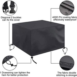 FLR Square Fire Pit Cover, 45x45x25 Inch,Waterproof 420D Heavy Duty Gas Fire Pit Cover, Patio Furniture Cover,All-Season Protection Fire Pit Cover,Black (45x45x25in)