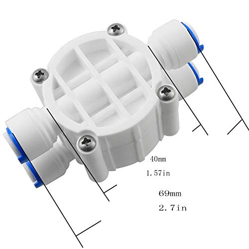 1/4" Tube 4 Way Port Auto Shut Off Valve with Push Fittings For RO Reverse Osmosis Water Filter System (1)