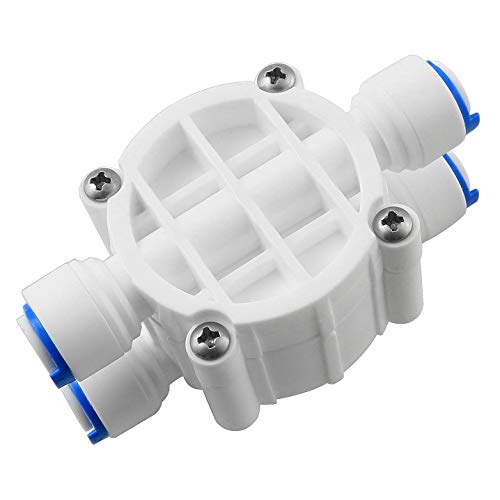 1/4" Tube 4 Way Port Auto Shut Off Valve with Push Fittings For RO Reverse Osmosis Water Filter System (1)