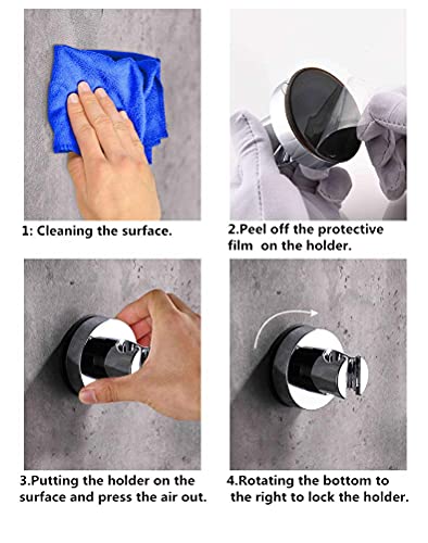 BluPai Vacuum Suction Holder,Removable Wall Mounted Shower Head Holder for Bathroom,Relocatable Showerhead Bracket,Black