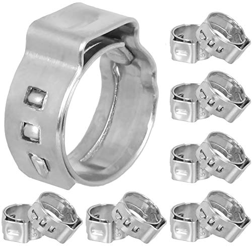 Holdware 100pcs 1/2 inch PEX Crimp Rings, Stainless Steel PEX Cinch Clamps 17.5mm Diameter Pinch Clamps Pex Fittings for PEX Tubing Pipe Fitting Connections