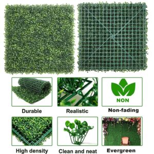 KASZOO 12Pack 20"x20" Artificial Boxwood Grass Backdrop Panels Topiary Hedge Plant, UV Protected Privacy Hedge Screen Faux Boxwood for Outdoor,Indoor,Garden,Fence,Backyard,Greenery Walls