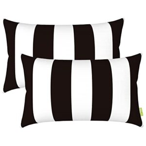 lvtxiii outdoor/indoor lumbar pillow case covers only, 12” x 20” patio garden decorative lumbar pillow covers pack of 2 for outdoor home patio furniture use - cabana black