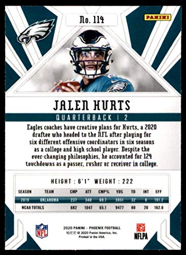 2020 Panini Phoenix Fire Burst #114 Jalen Hurts Philadelphia Eagles (Silver Prizm Refractor) NFL Football Card (RC - Rookie Card) NM-MT