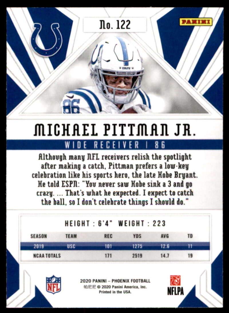 2020 Panini Phoenix Fire Burst #122 Michael Pittman Jr. Indianapolis Colts (Silver Prizm Refractor) NFL Football Card (RC - Rookie Card) NM-MT