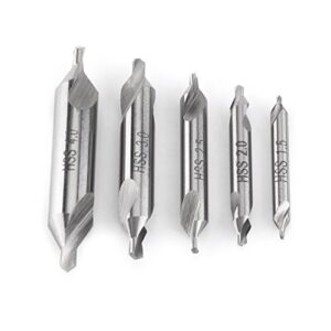 center drill bits kit, 1.5/2/2.5/3/4mm center drill bit, 5pcs high speed steel center drill bits 60 degree center drill bit for hole processing