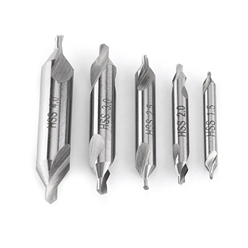 Center Drill Bits Kit, 1.5/2/2.5/3/4mm Center Drill Bit, 5pcs High Speed Steel Center Drill Bits 60 Degree Center Drill Bit for Hole Processing