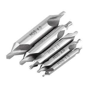 Center Drill Bits Kit, 1.5/2/2.5/3/4mm Center Drill Bit, 5pcs High Speed Steel Center Drill Bits 60 Degree Center Drill Bit for Hole Processing