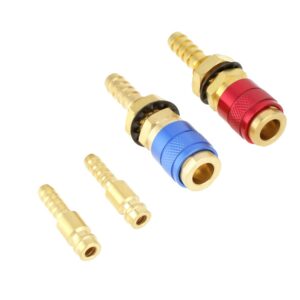 Yosoo Health Gear Quick Fitting Hose Connector, 8mm M8 Water-Cooled and Gas Adapter Quick Connector Fitting Hose Red Water Cooled and Gas Adapter for MIG TIG Welding Torch, 2 Piece