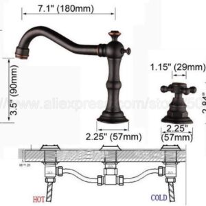 ShiSyan Y-LKUN Basin Faucets Oil Rubbed Bronze Modern Bathroom Sink Faucet Double Cross Handle 3 Hole Bathbasin Mixer Taps@Brass