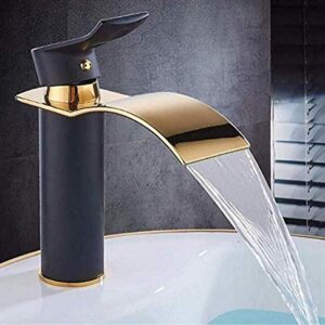 ShiSyan Y-LKUN Modern Double Basin Sink Hot and Cold Water Faucetfaucet Sink Basin Faucet Brass Mixer Curved Mouth Black