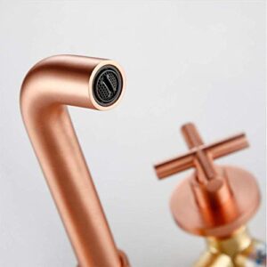 ShiSyan Y-LKUN Faucet Modern Brushed Rose Gold Brass Double Cross Handle Bath Wall Mounted 3 Hole Water Bathroom Home Sink Faucet Hot Cold Tap in-Wall