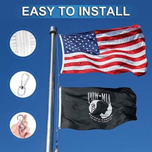 DOSTATNI 5/16" x 100 ft Wire Center Flagpole Rope with Clips Kit Polyester Flagpole Halyard Rope with Wire core and 3.4" Stainless Steel Snap Hooks for Flagpole