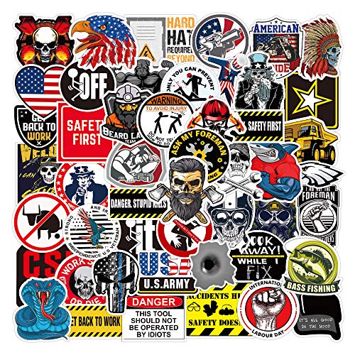 105pcs Pack Hard Hat Stickers, Funny Sticker for Helmet Hood Hardhats Tool Box Car, Gifts for Men Adult Essential Worker Welder Construction Union Military Electrician, American Patriotic Vinyl Decals