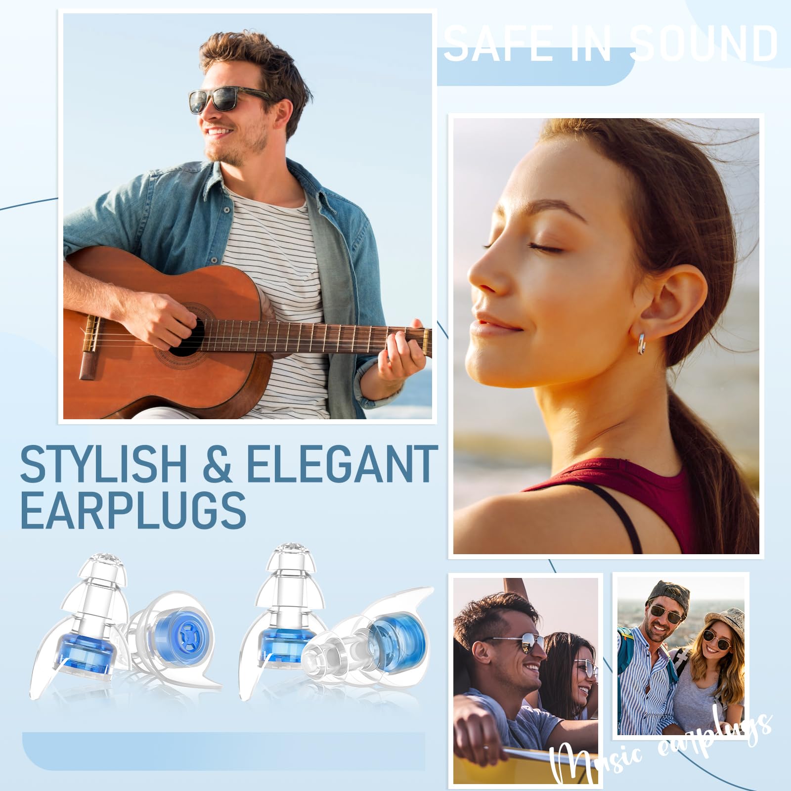 Hearprotek High Fidelity Concert Ear Plugs, Noise Reduction Music Earplugs, Hearing Protection for Musicians, Festival, DJ’s, Nightclub, Concerts, Drummers and Other Loud Events