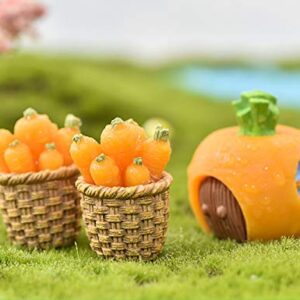 HoneyToys Resin Mini Rabbits Mini Carrot with Basket, Miniature Figurines, Fairy Garden Accessories, Fairy Garden Supplies, Fairy Garden Animals for Fairy Garden, Plant Pots, Bonsai Craft Decor