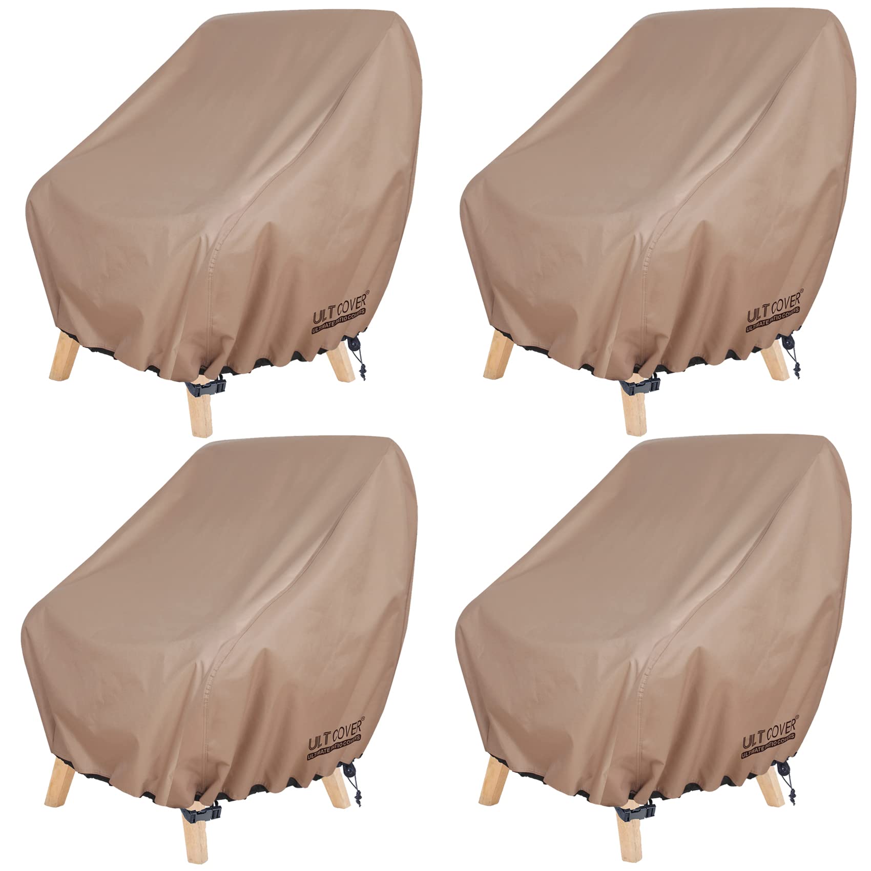 ULTCOVER Waterproof Patio Chair Cover – Outdoor Lounge Deep Seat Single Lawn Chair Cover 4 Pack Fits Up to 28W x 30D x 32H inches