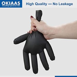 OKIAAS Black Plastic Gloves Disposable (X-Large 100-Count) Latex Free, for Kitchen Cooking Salon| Food Handling Serving, Hair Dying Coloring Gloves