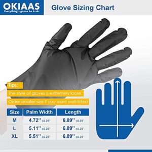 OKIAAS Black Plastic Gloves Disposable (X-Large 100-Count) Latex Free, for Kitchen Cooking Salon| Food Handling Serving, Hair Dying Coloring Gloves