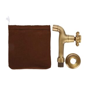 Oumefar Water Faucet, Wall Mounted Water Faucet Classic Water Tap Single Cross Handle Bathroom Faucet, Vintage Solid Antique Brass Faucet Single Cold Water Tape, Vanity Faucet(12.5cm / 4.92in)