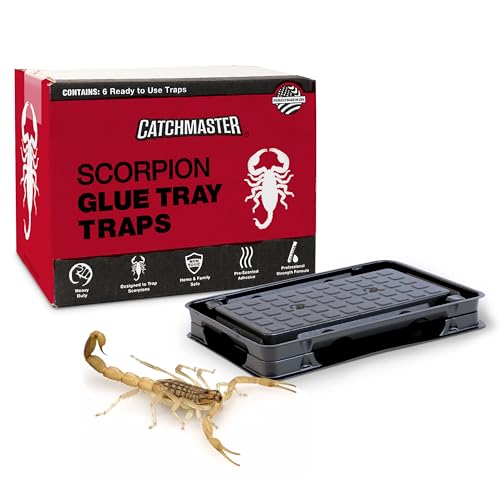 Catchmaster Scorpion Glue Tray Traps 6-Pack, Adhesive Scorpion Killer for Home, Simple Insect Traps Indoor, Sticky Bug Catcher for Kitchen, Garage, & Basement, Pet Safe Pest Control Glue Traps