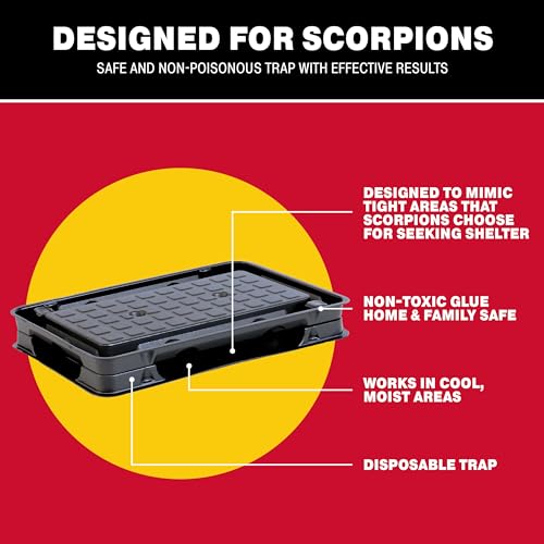 Catchmaster Scorpion Glue Tray Traps 6-Pack, Adhesive Scorpion Killer for Home, Simple Insect Traps Indoor, Sticky Bug Catcher for Kitchen, Garage, & Basement, Pet Safe Pest Control Glue Traps