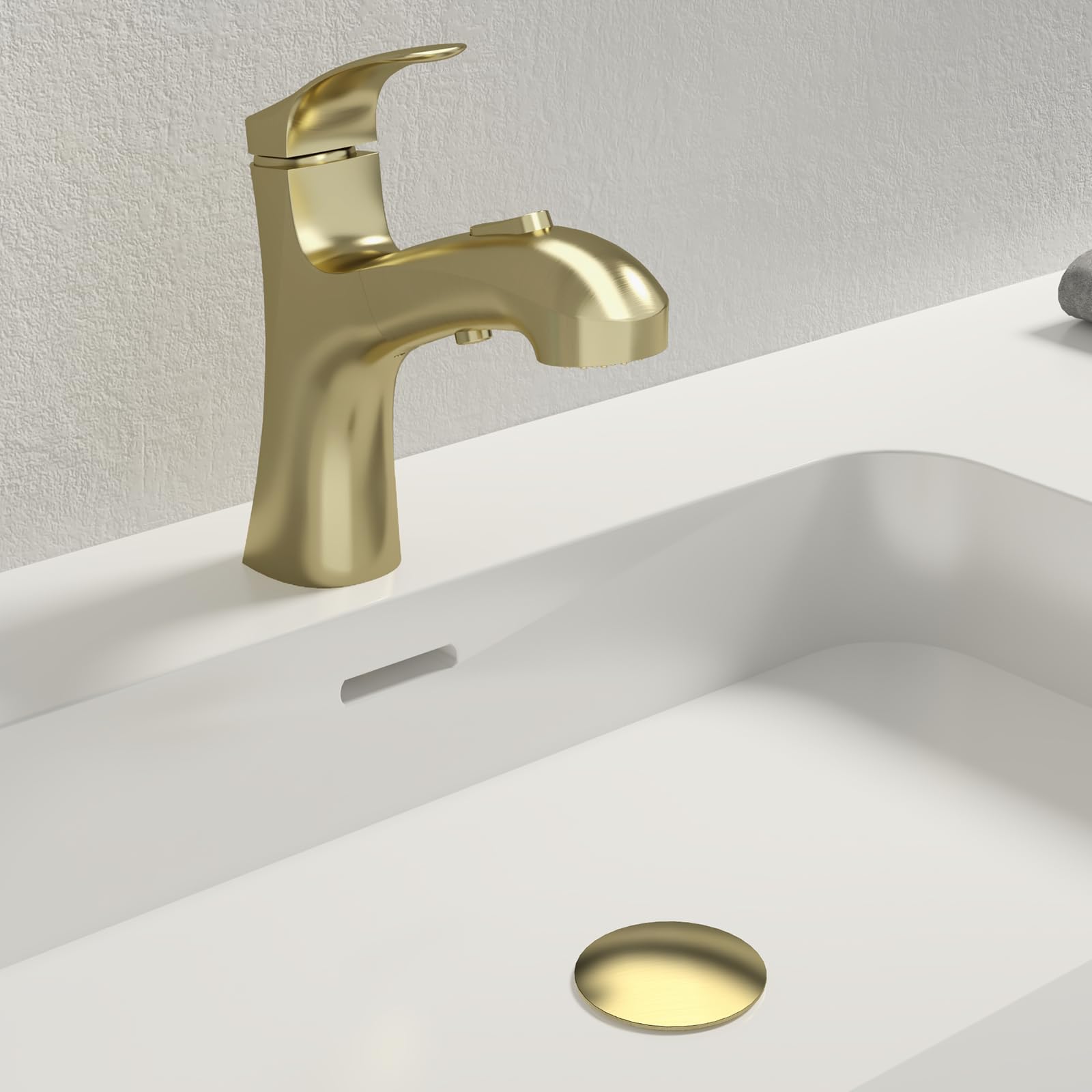 MIAOHUI Pop Up Sink Drain with Overflow, Bathroom Lavatory Vessel Vanity Sink Drain Stopper,Built-in Anti-Clogging Strainer Fits Standard Drain Hole(1-1/2" to 1-3/4")(Brushed Champagne Gold)