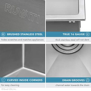 Ruvati Topmount Laundry Utility Sink 25 x 22 x 12 inch Deep Tight Radius 16 Gauge Stainless Steel - RVU6015