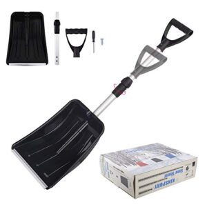 emergency snow shovel, kinspory portable extendable handle aluminum shaft for car snow removal, garbage wipe out, shovel soil