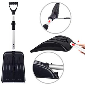 Emergency Snow Shovel, KINSPORY Portable Extendable Handle Aluminum Shaft for Car Snow Removal, Garbage Wipe Out, Shovel Soil