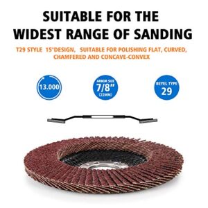 PEGATEC 40 Grit Flap Discs 4 1/2 inch Flap Wheel Type 29 Flap Sanding Disc with 7/8 Arbor Aluminum Oxide Abrasives for Grinding, Blending, Sanding and Finishing - 10 Packs