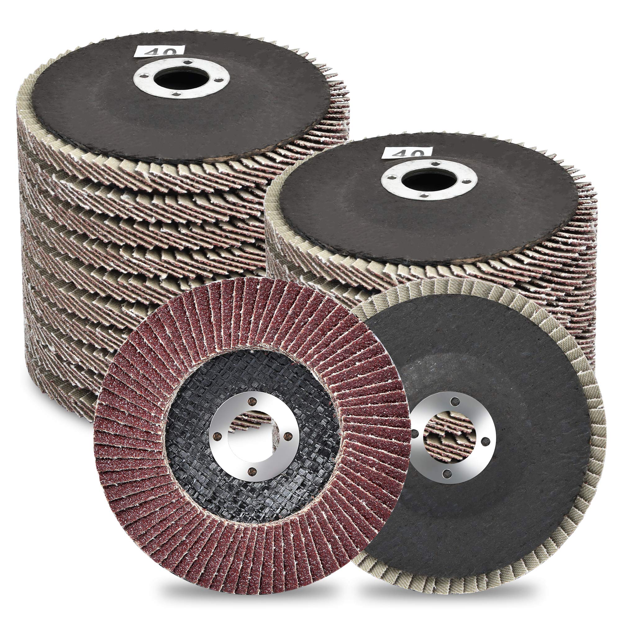 4 Inch Flap Discs, Akamino 20 PCS 40 60 80 120 Grit Assorted Sanding Pad for Angle Grinder, Compatible with Dewalt Makita