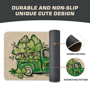 Artoid Mode Loads of Luck Clover Shamrock Truck Decorative Doormat, Seasonal Spring St. Patrick's Day Holiday Low-Profile Floor Mat Switch Mat for Indoor Outdoor 17 x 29 Inch