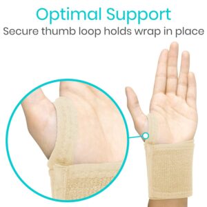 Vive Wrist Wrap Braces (2 Pack) - Tendonitis Support for Carpal Tunnel Arthritis - Sprained Pain Protection Sleeve - Weightlifting & Calisthenics Compression Stabilizer for Women, Men - Adjustable