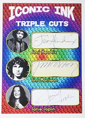 Iconic Ink Triple Cuts Facsimile Autograph - Jimi Hendrix - Jim Morrison - Janis Joplin - Mint Condition - Music