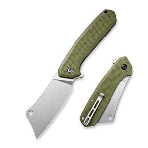 civivi mastodon flipper pocket knife 3.83" stonewashed 9cr18mov blade coarse g10 handle c2012a(od green)