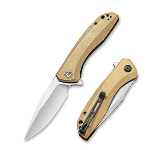 civivi baklash flipper pocket knife stonewashed brass handle (3.5'' 154cm) c801j